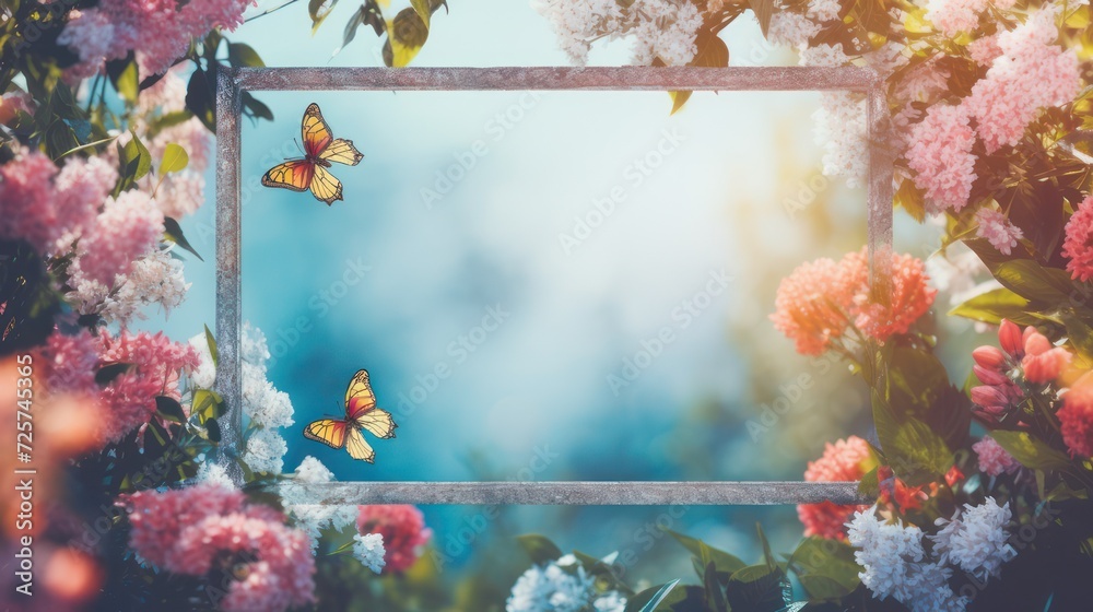 Spring time theme border frame copy space text template, decorated with ...