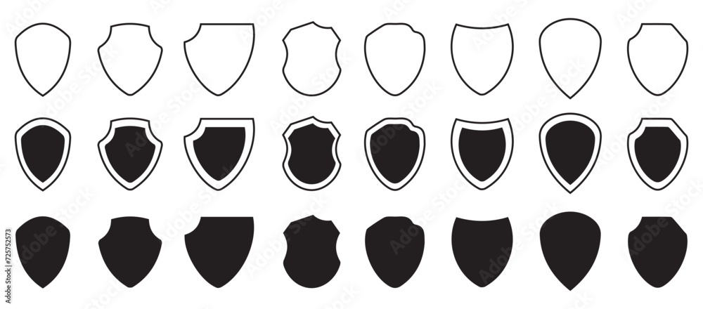 Shield Icon Set In Vintage Style Protect Shield Security Vector