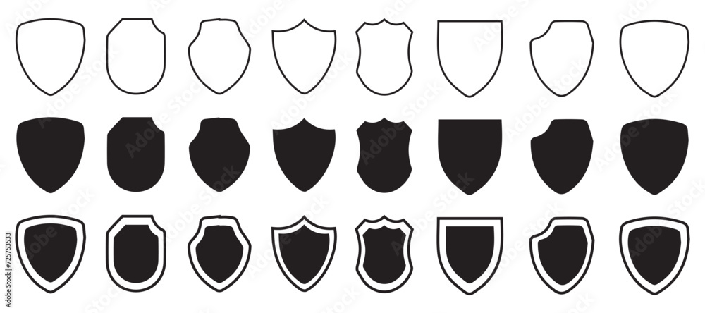 Shield icon set in vintage style. Protect shield security vector ...
