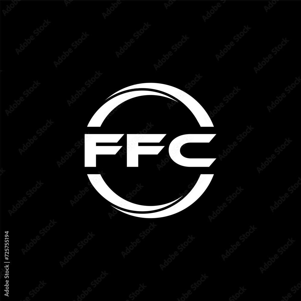 FFC letter logo design with black background in illustrator, cube logo ...
