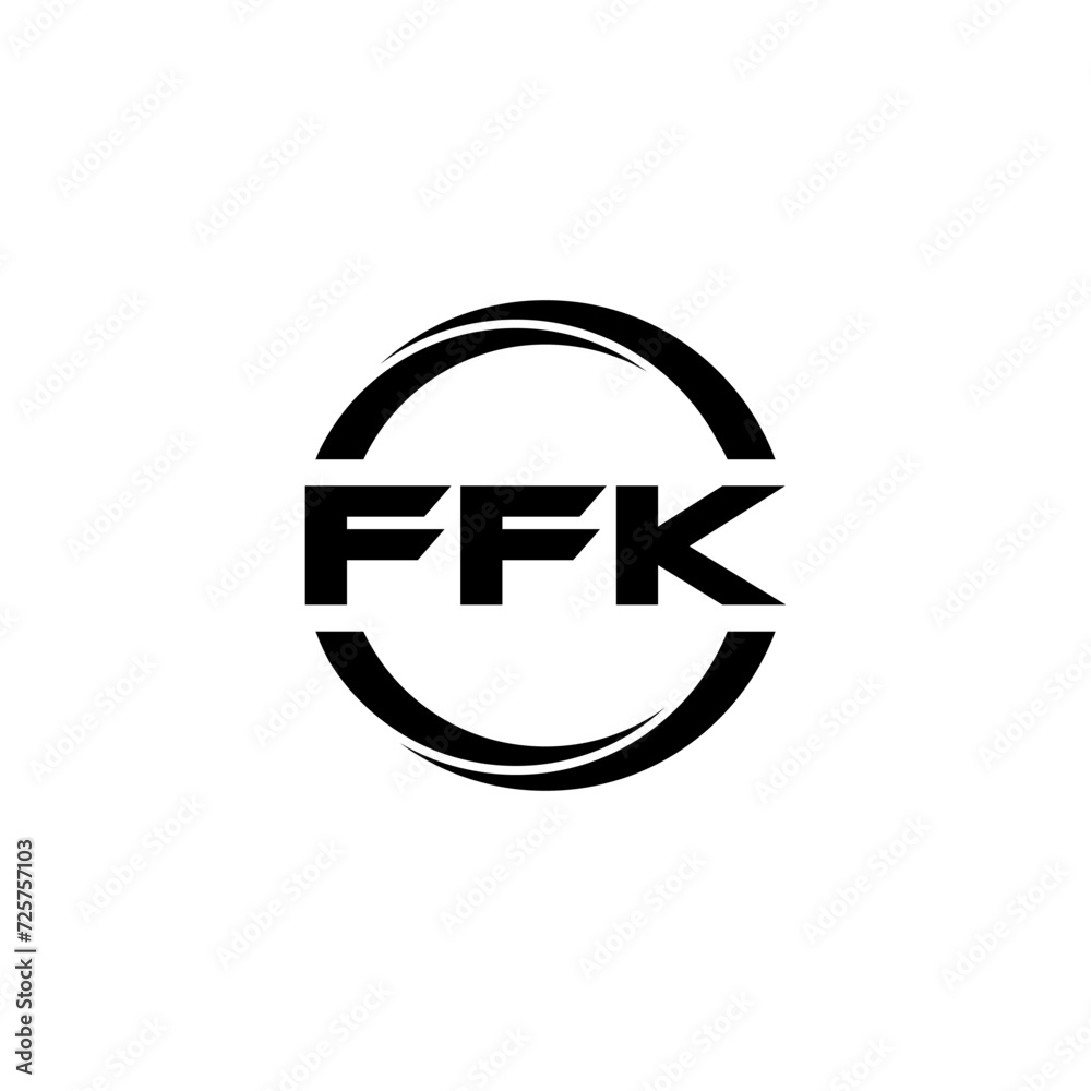 FFK letter logo design with white background in illustrator, cube logo ...