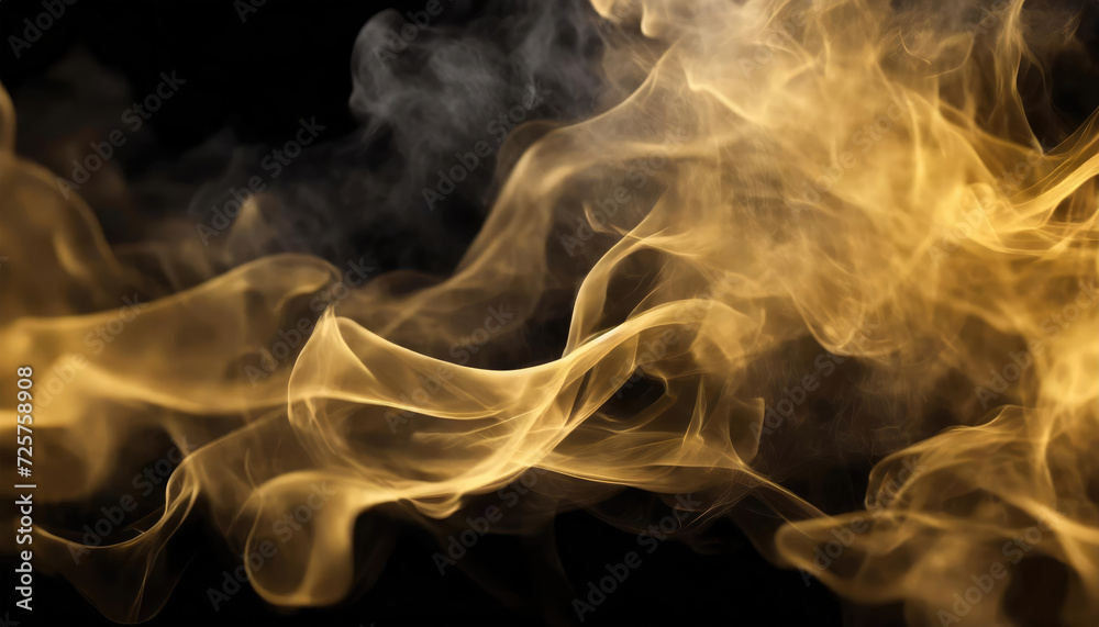 golden smoke floating over black background, screen effect, overlay ...