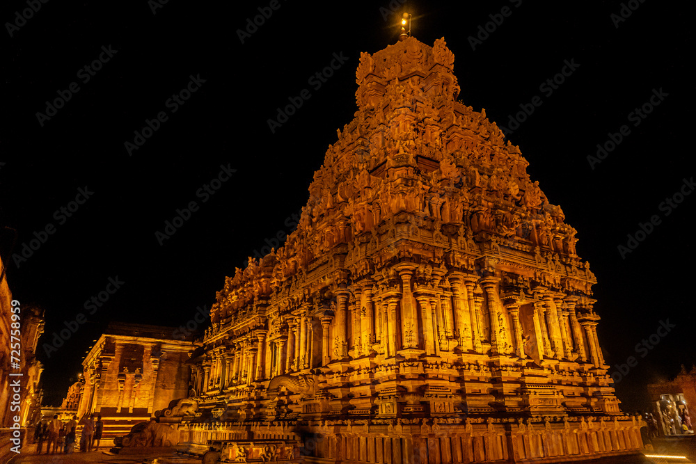 Night Time with Lightning - Tanjore Big Temple or Brihadeshwara Temple ...