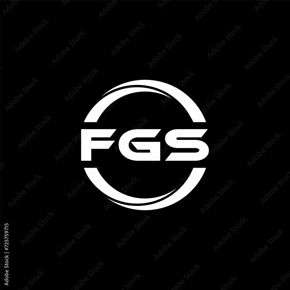 FGS letter logo design with black background in illustrator, cube logo ...