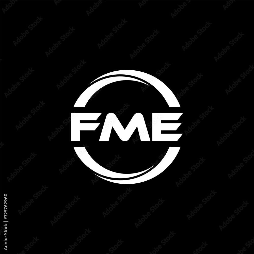 FME letter logo design with black background in illustrator, cube logo ...