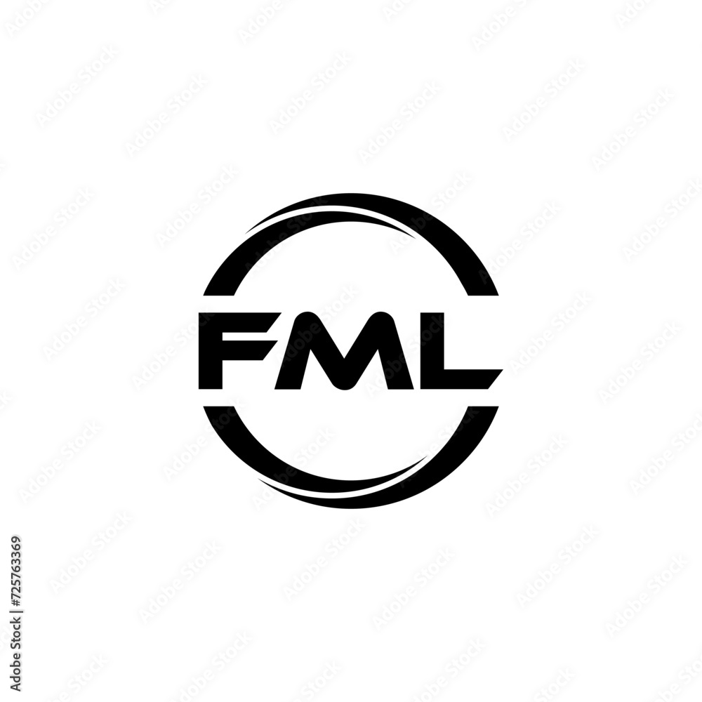 FML letter logo design with white background in illustrator, cube logo ...