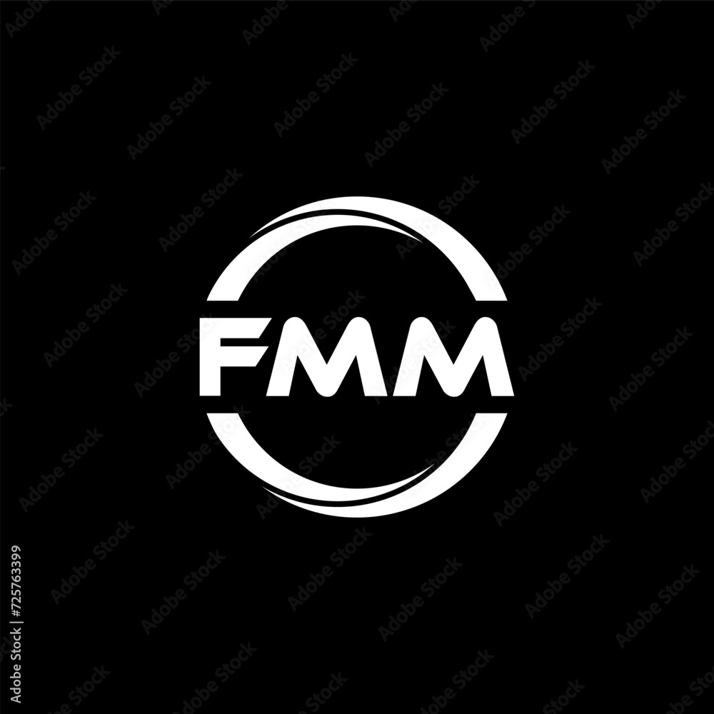 FMM letter logo design with black background in illustrator, cube logo ...