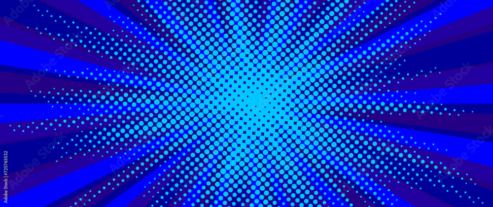 Pop art blue vintage comic magazine cover with rays. Cartoon vector ...