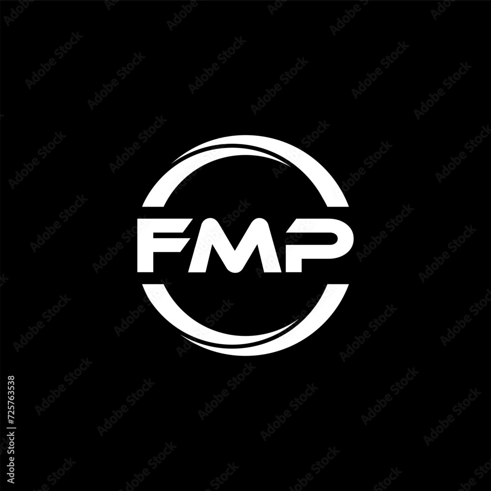 FMP letter logo design with black background in illustrator, cube logo ...