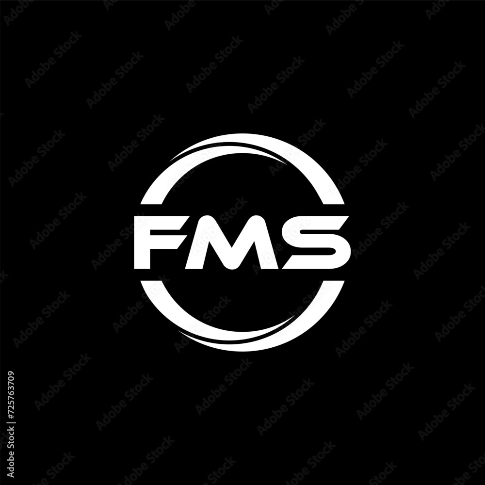 Vetor do Stock: FMS letter logo design with black background in ...