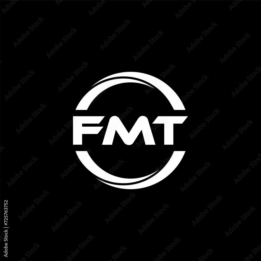 FMT letter logo design with black background in illustrator, cube logo ...