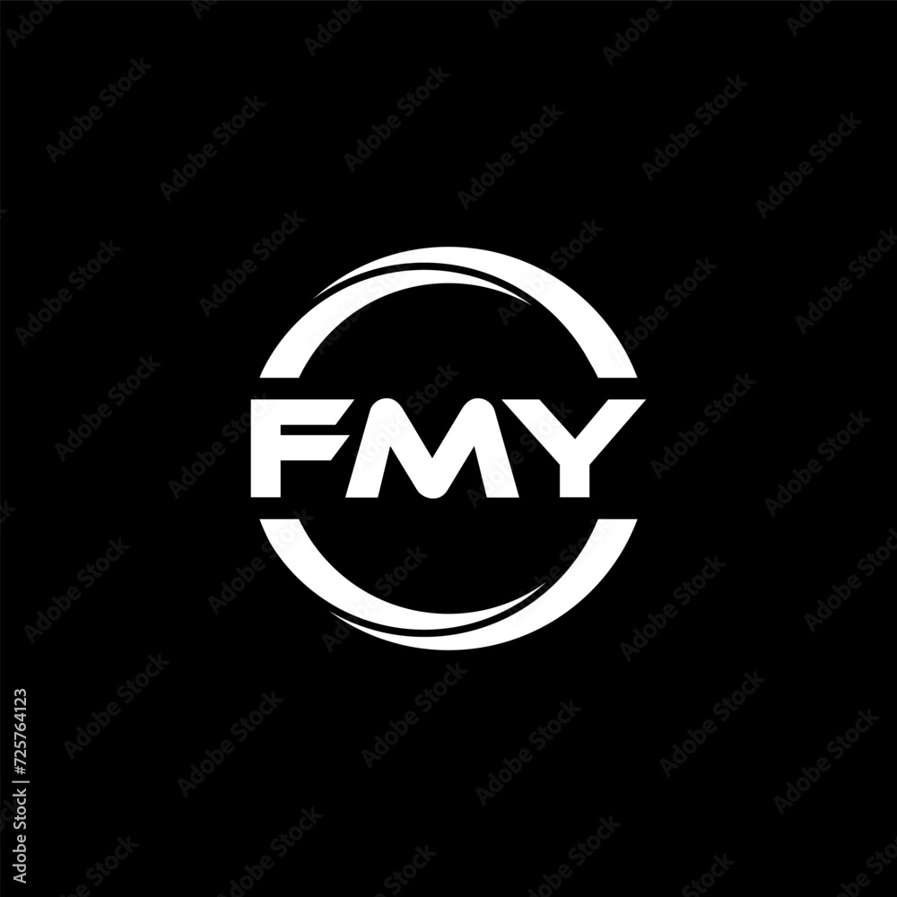 FMY letter logo design with black background in illustrator, cube logo ...