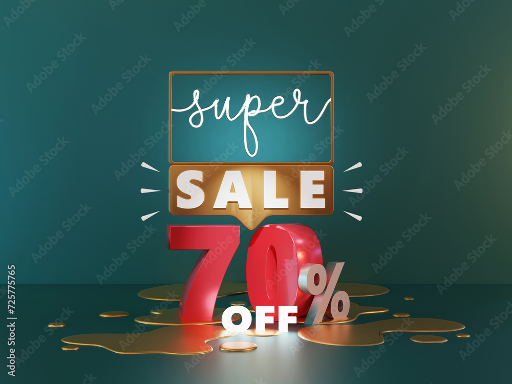 super sale discount 70 percent off realistic 3d number for promotion ...