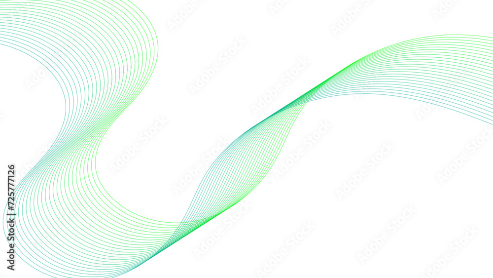 Abstract colorful green lines on a white background. Futuristic ...