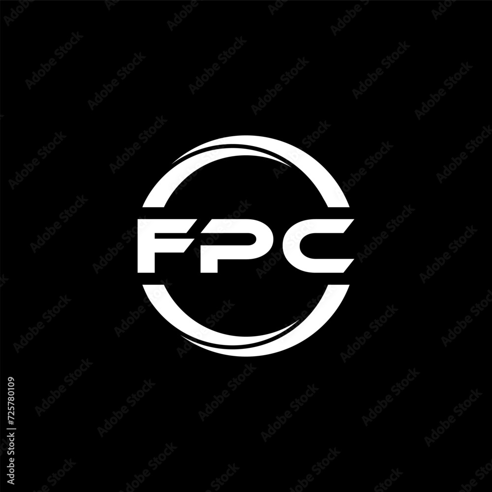 FPC letter logo design with black background in illustrator, cube logo ...