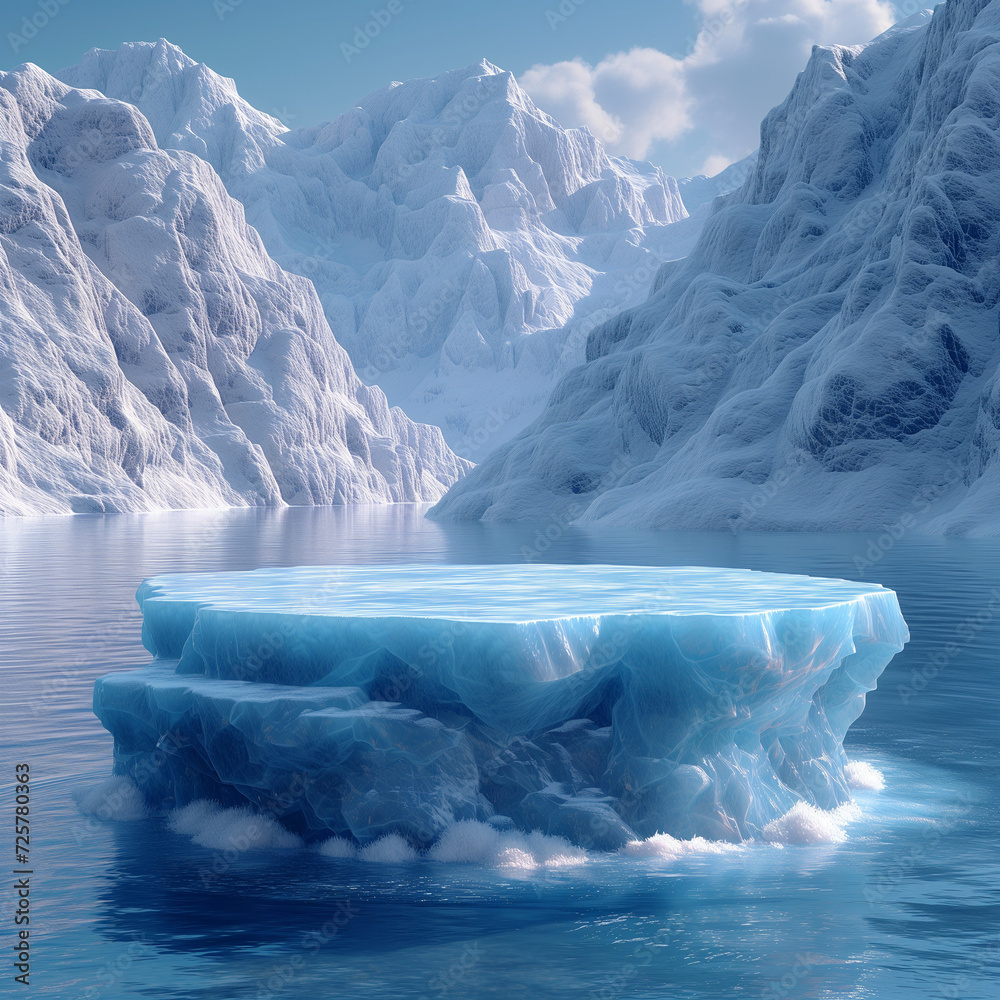 Ice background podium cold winter snow product platform floor frozen ...