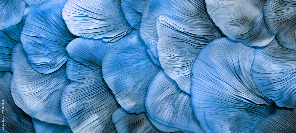 Abstract organic natural blue color waving lines texture mushrooms ...