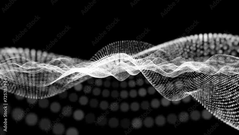 Wave of dots and lines. Abstract digital particle wave and lights ...