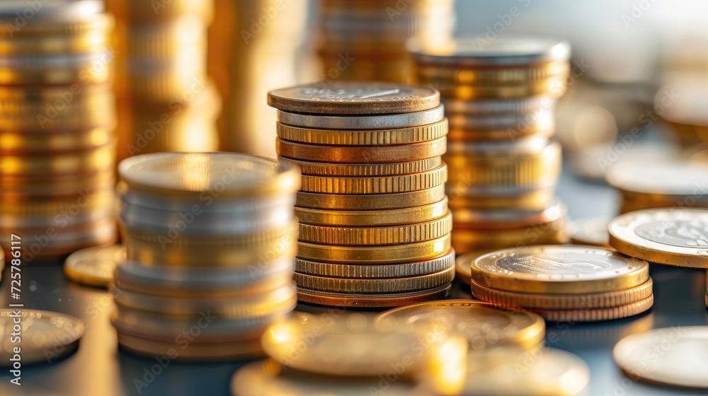 Euro coins arranged in various positions, highlighting the unique ...