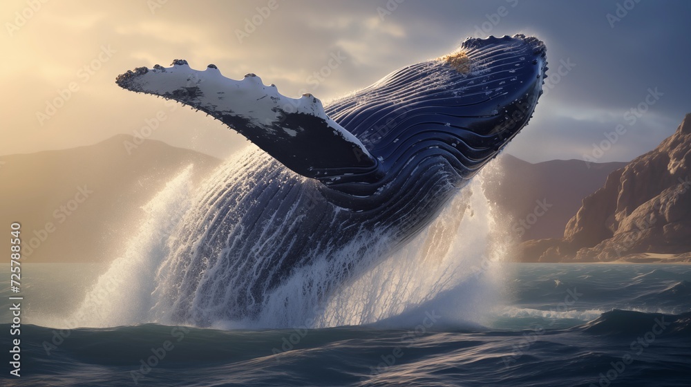 Powerful and majestic scenes of humpback whales breaching in open ocean ...