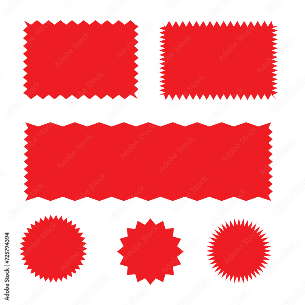 Rectangles with zigzagging and wavy edges. Rectangular jagged curved ...