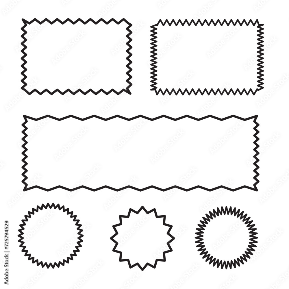 Zigzag Edge Hollow Square Stroke Shapes. Geometric figures. A set of ...