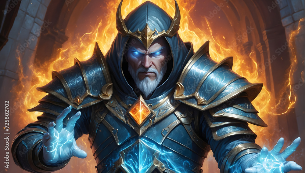 medieval knight with sword. A sorcerer with a mysterious expression and ...