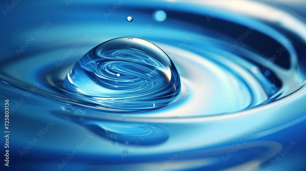Beautiful clean water drop, splash water drop create circular waves ...