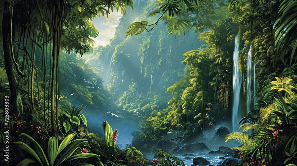 Ancient Rainforest Tale: An enchanting illustration capturing the ...