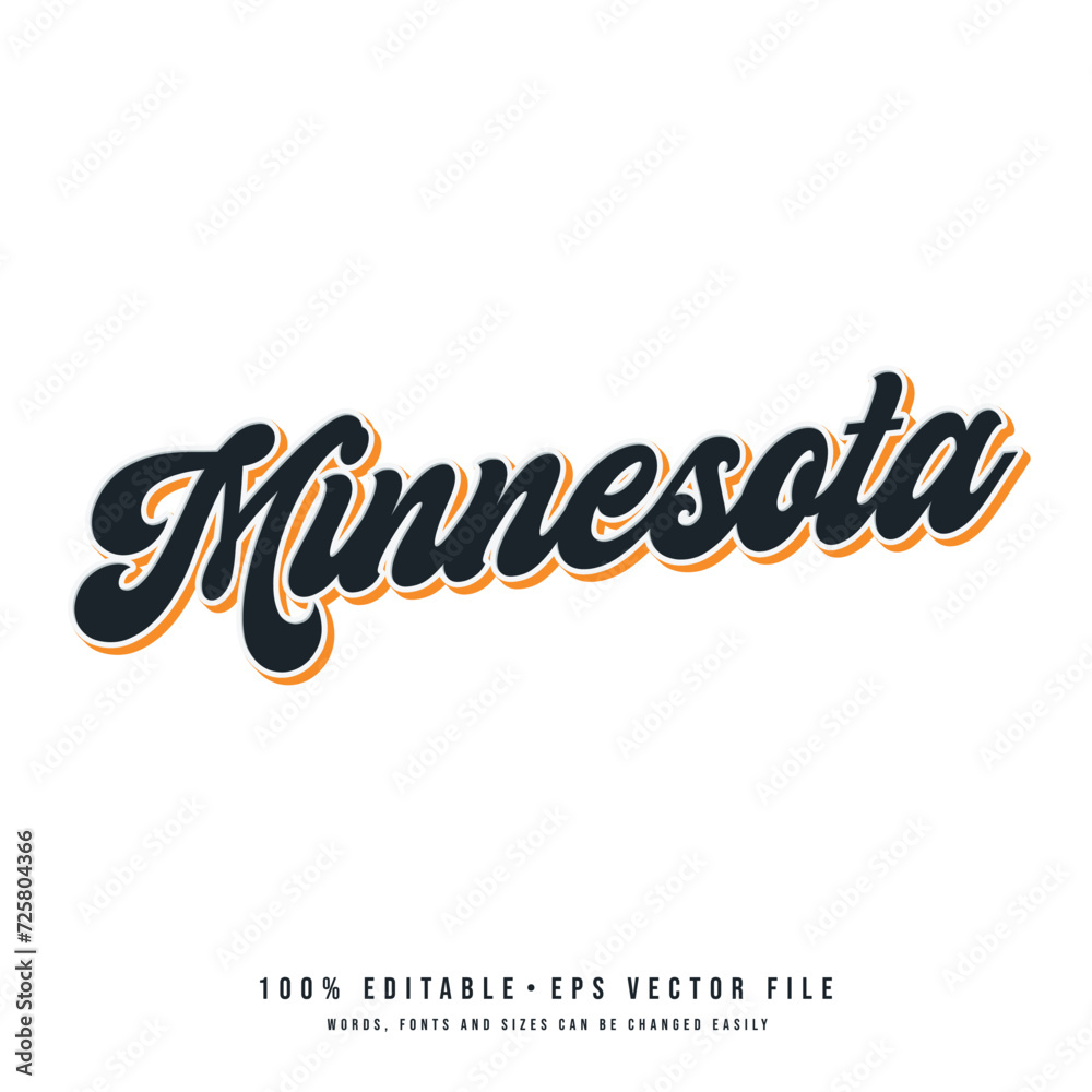 Minnesota text effect vector. Editable 3d college t-shirt design ...