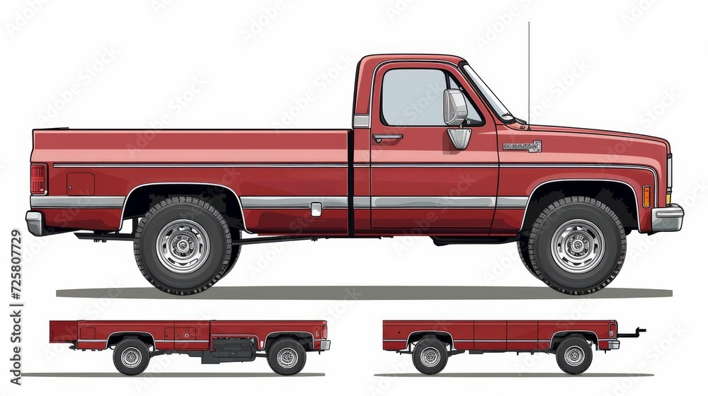 Pickup truck vector template isolated car on white background. All ...