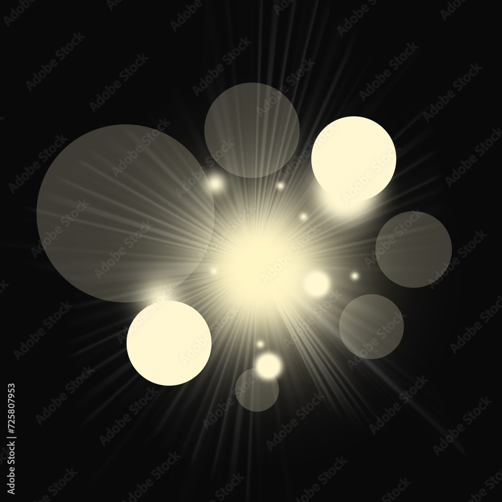 glowing light burst explosion with bokeh effect on black background, sunlight effect Stock ...