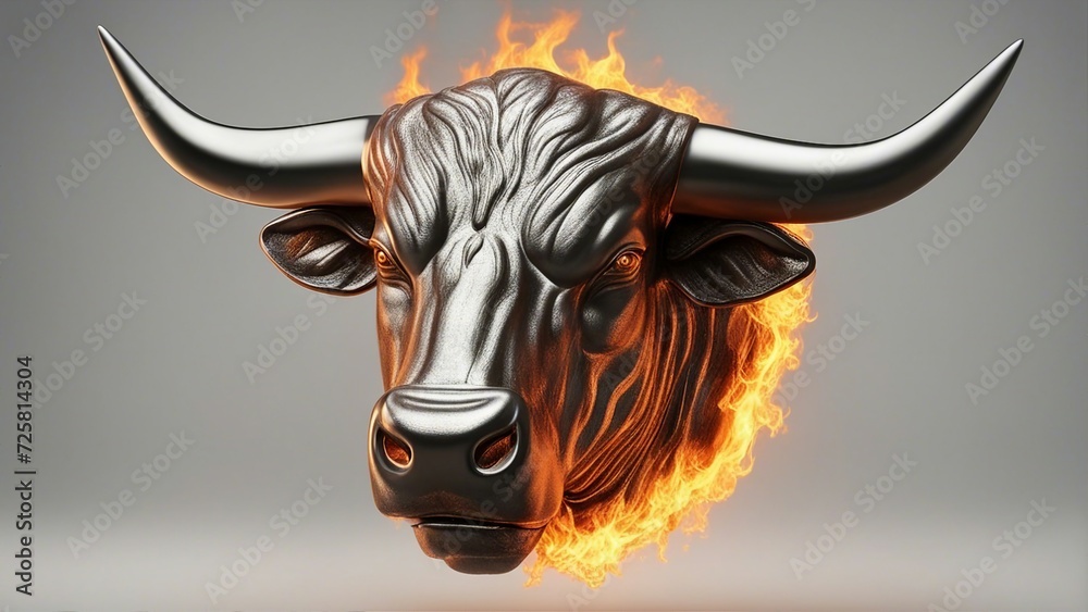 bull with horns a bull s head with fire in its eyes and mouth was ...