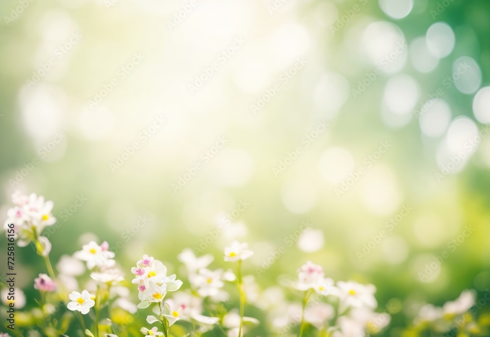 Defocused abstract nature background with green leaves and bokeh lights ...
