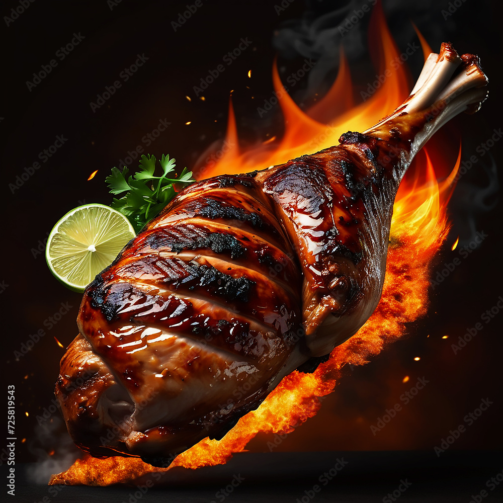 Mouthwatering roasted chicken with vegetables grilled chicken roast leg ...