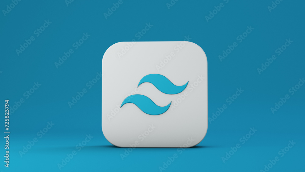 Tailwind CSS Logo, 3d render image. Minsk, Belarus – February, 2024 ...