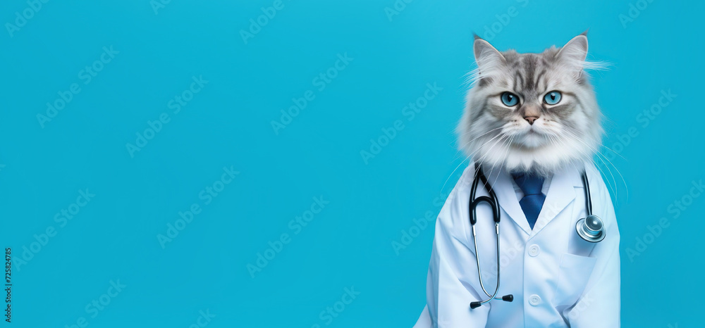 Cute cat doctor, funny feline practitioner, medical worker in vet ...