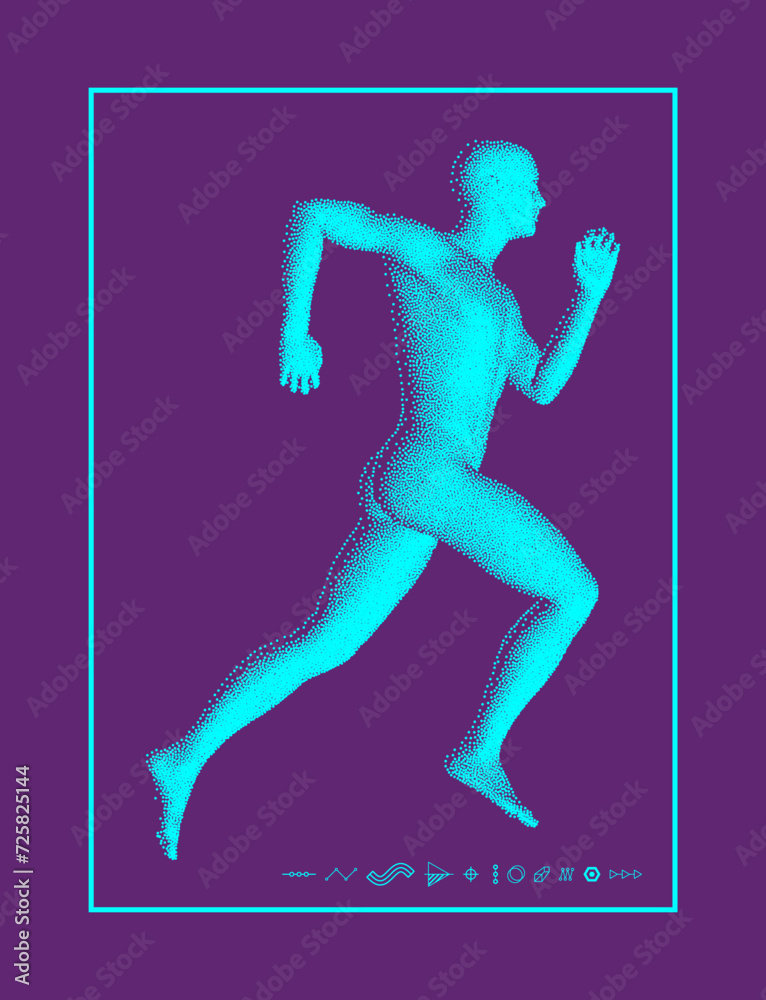 Running man or marathon runner. 3D human body model. Design for sport ...