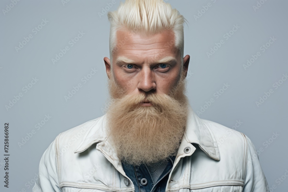 captivating portrait of an albino man with a stark white beard and hair ...