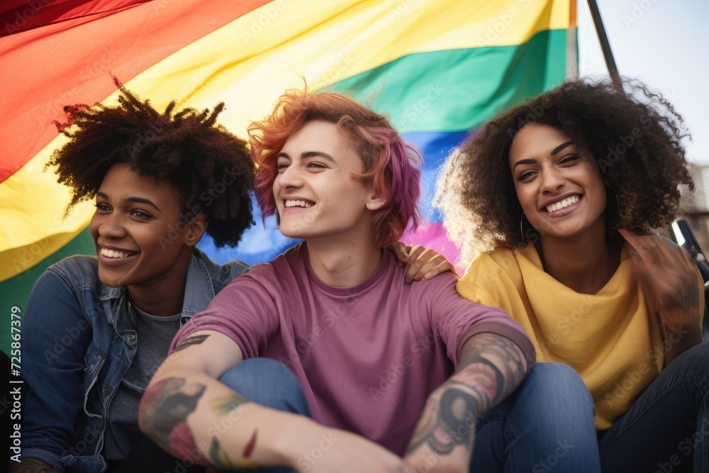 group of young LGBT individuals radiates happiness and unity, their ...