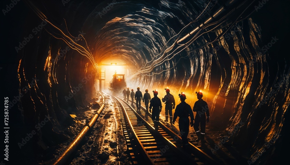 Miners getting ready for a day of labor in an underground mining ...