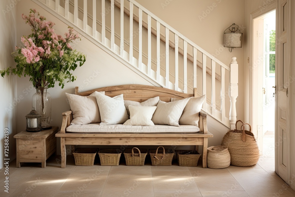 country style in the design of a modern elegant hallway of a large ...