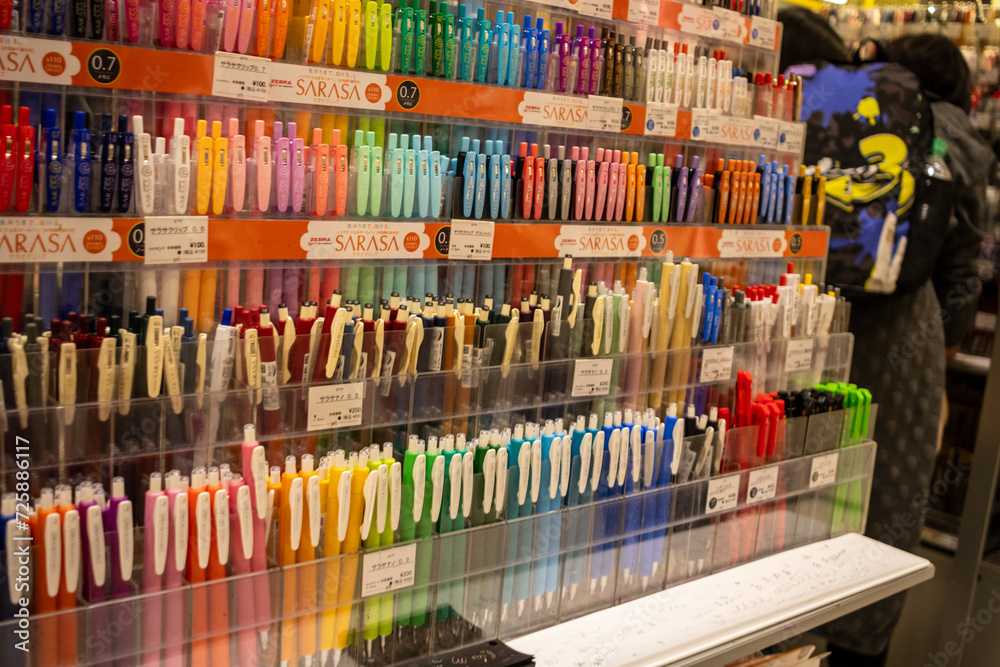 Tokyo, Japan, 28 October 2023: Colorful Pens and Markers on Display at ...