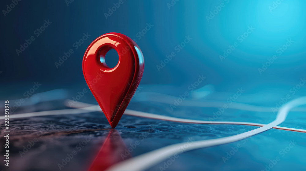 A glowing red marker stands out on the digital map, marking your ...