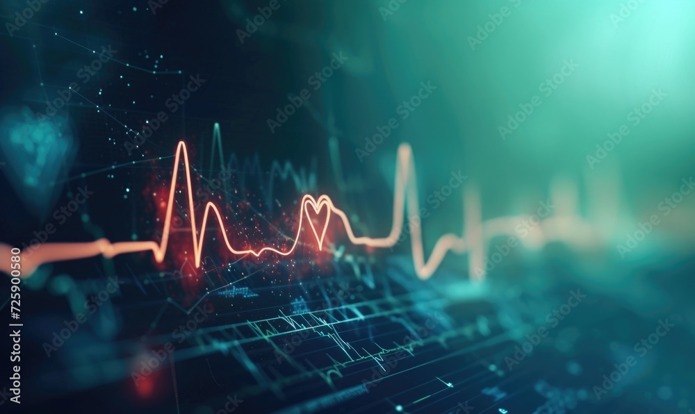 ECG cardiogram graph on dark background. Abstract medicine background ...