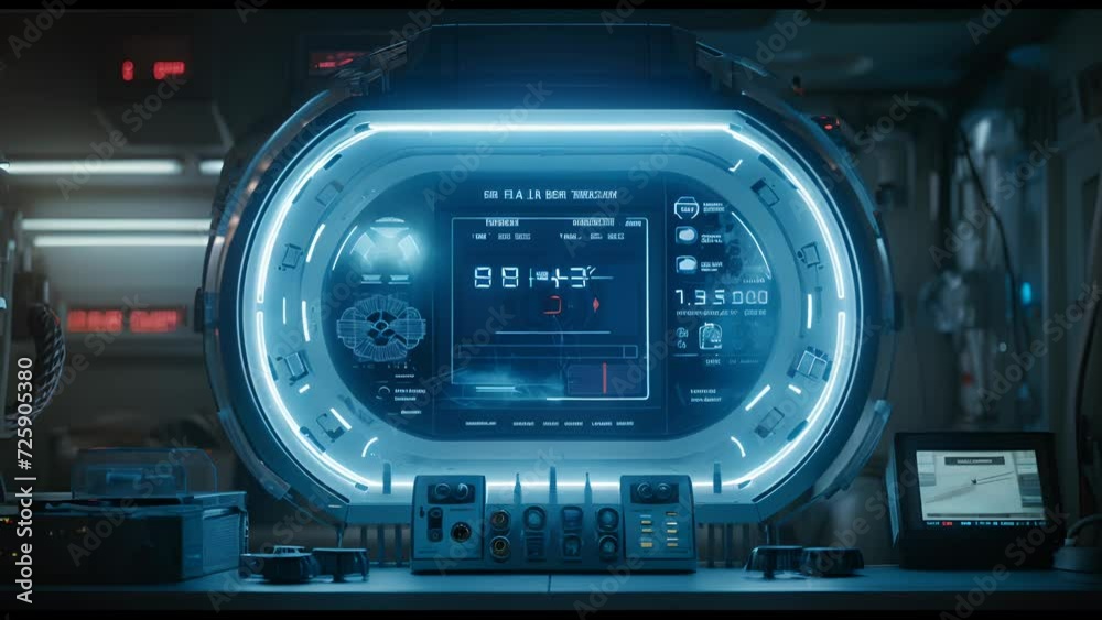 Futuristic spaceship control panel interface. Spacecraft digital ...