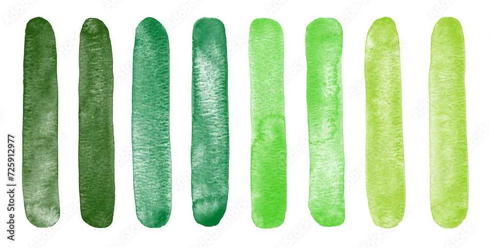 Green watercolor brush strokes set, smears collection. Text background ...