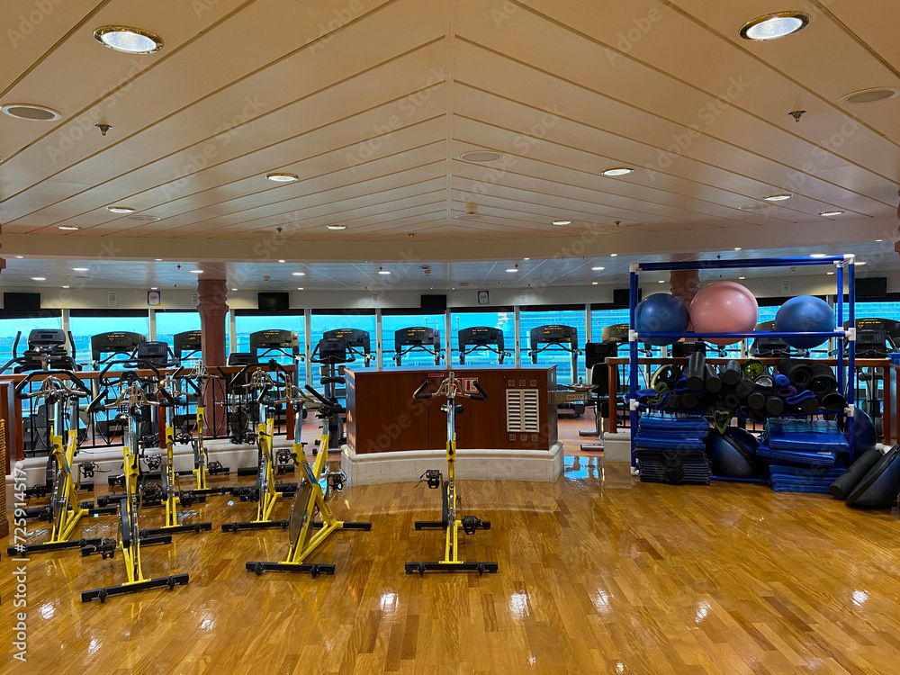 Royal Caribbean (RCL) Jewel of the Sea cruise ship interior. Gym ...