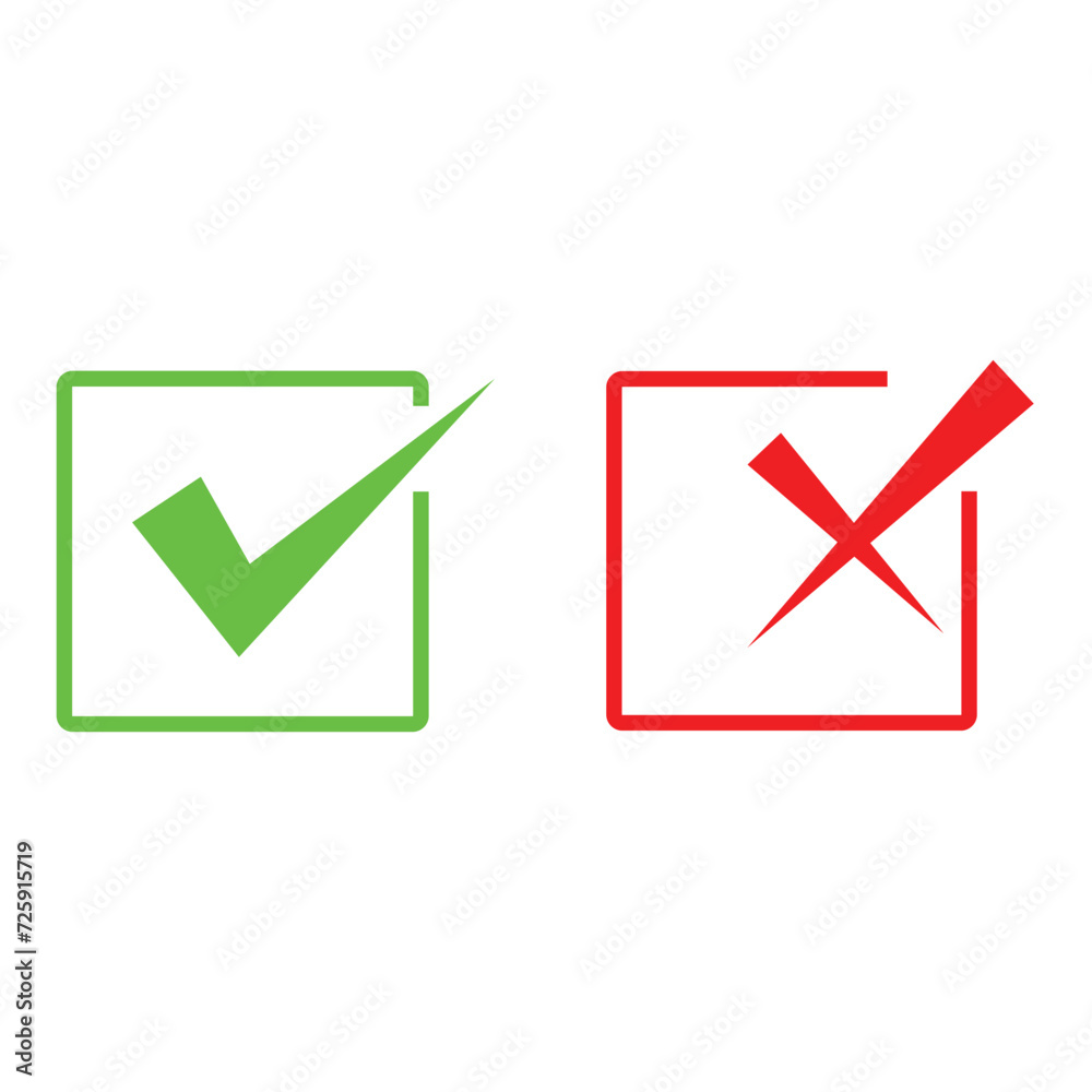 yes or no illustration. Check mark Icon. Right and wrong. Vector ... yes or no illustration. Check mark Icon. Right and wrong. Vector ...