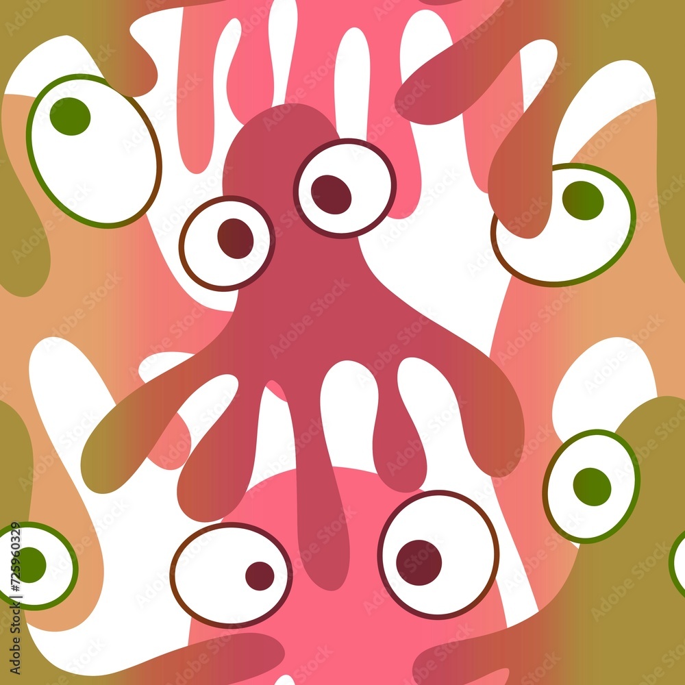 Cartoon monsters seamless octopus aliens pattern for wrapping paper and ...